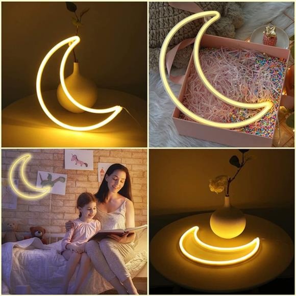 Other | Led Warm White Moon Neon Light Cute Neon Moon Signchristmas ...